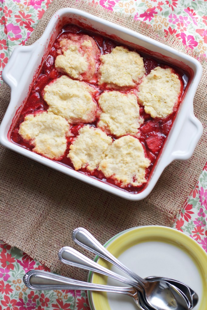 Strawberry Cobbler with Biscuit Topping - The Baker Chick