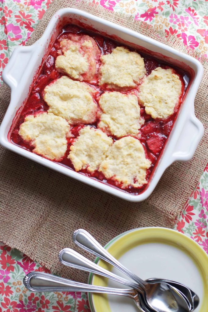 Strawberry Cobbler with Biscuit Topping - The Baker Chick