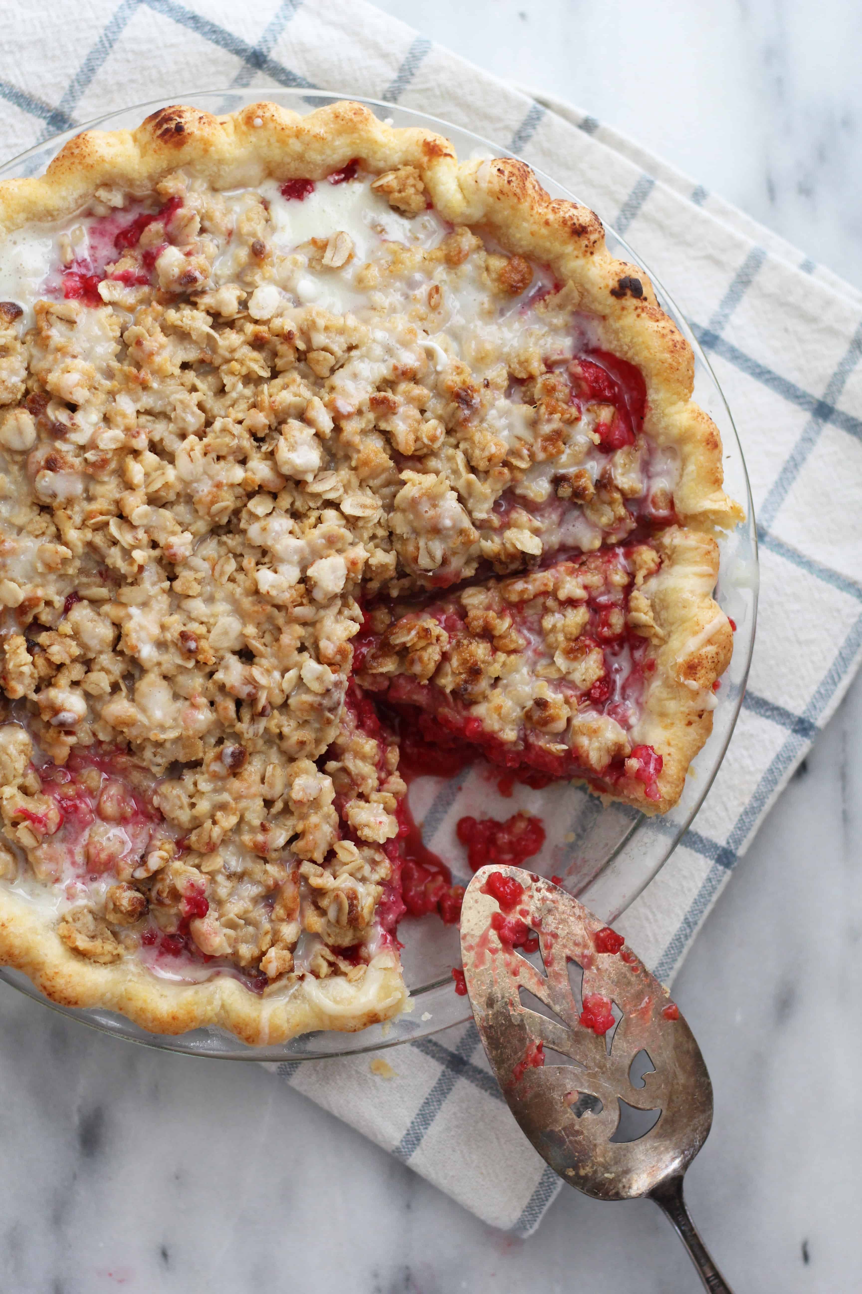 Raspberry Buttermilk Crumb Pie - The Baker Chick