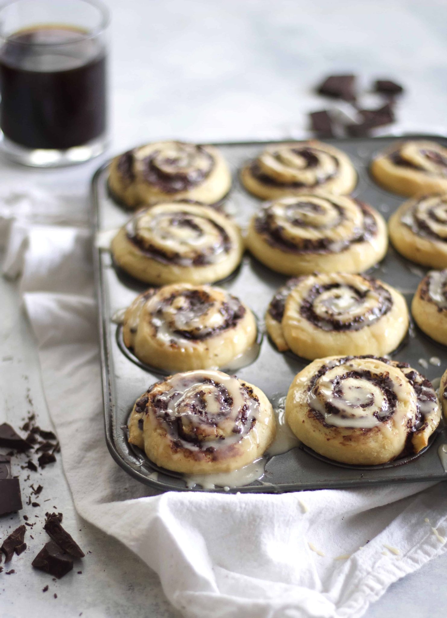Dark Chocolate Swirl Buns - The Baker Chick