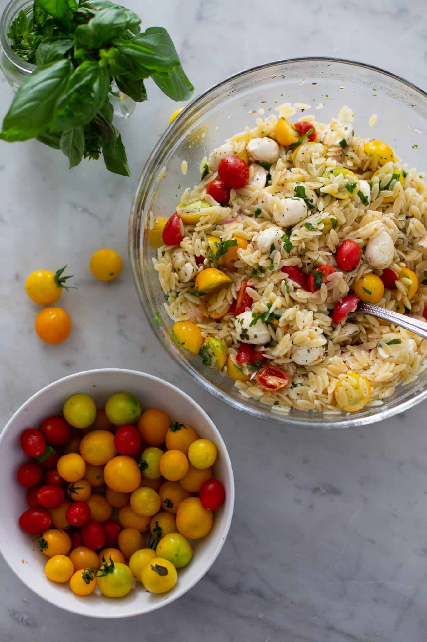 Caprese Orzo Pasta Salad - The Baker Chick