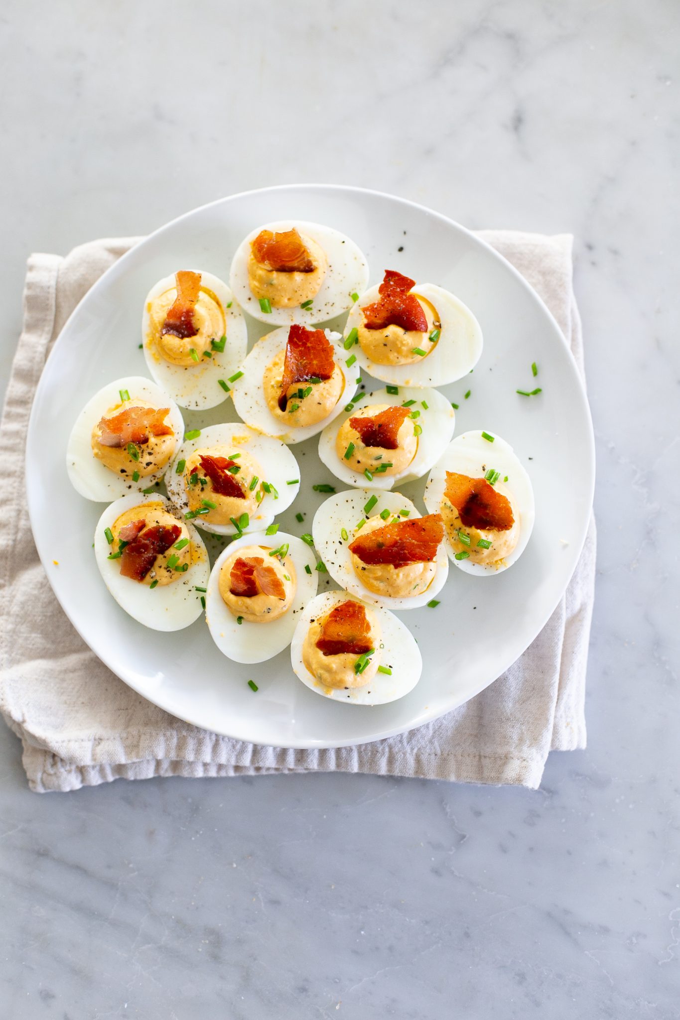 Truffle Deviled Eggs - The Baker Chick