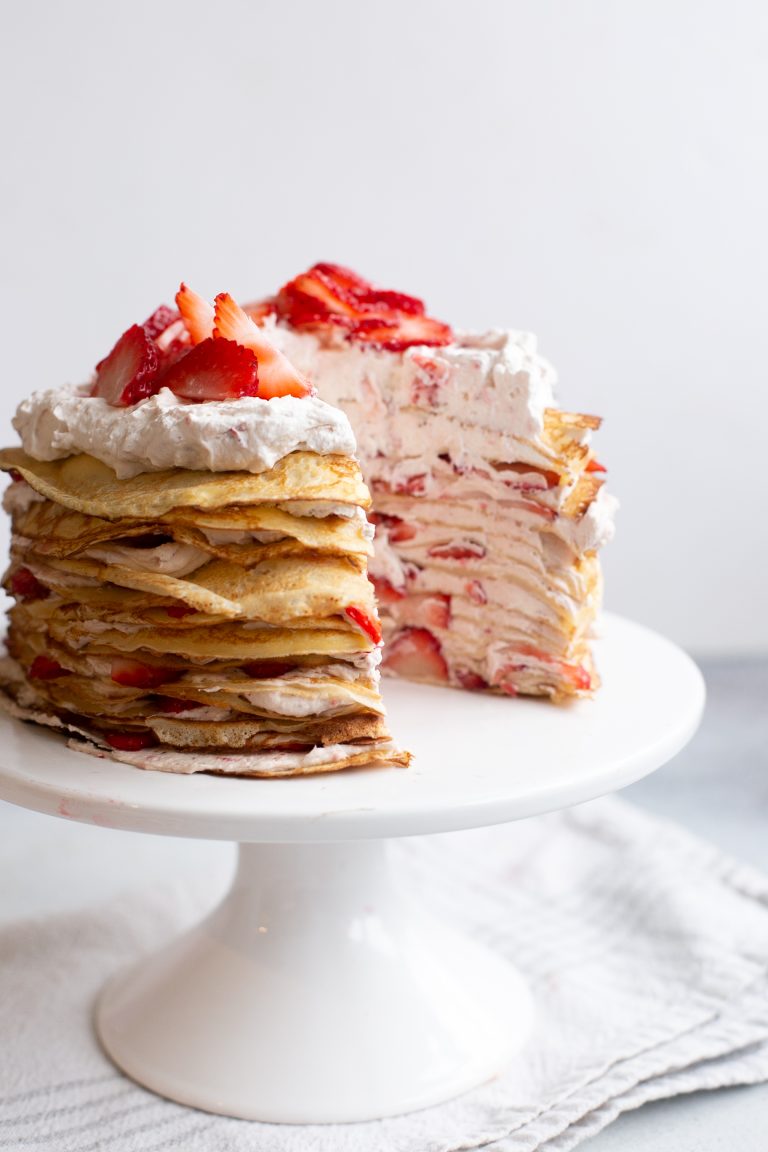 Strawberry Crepe Cake - The Baker Chick