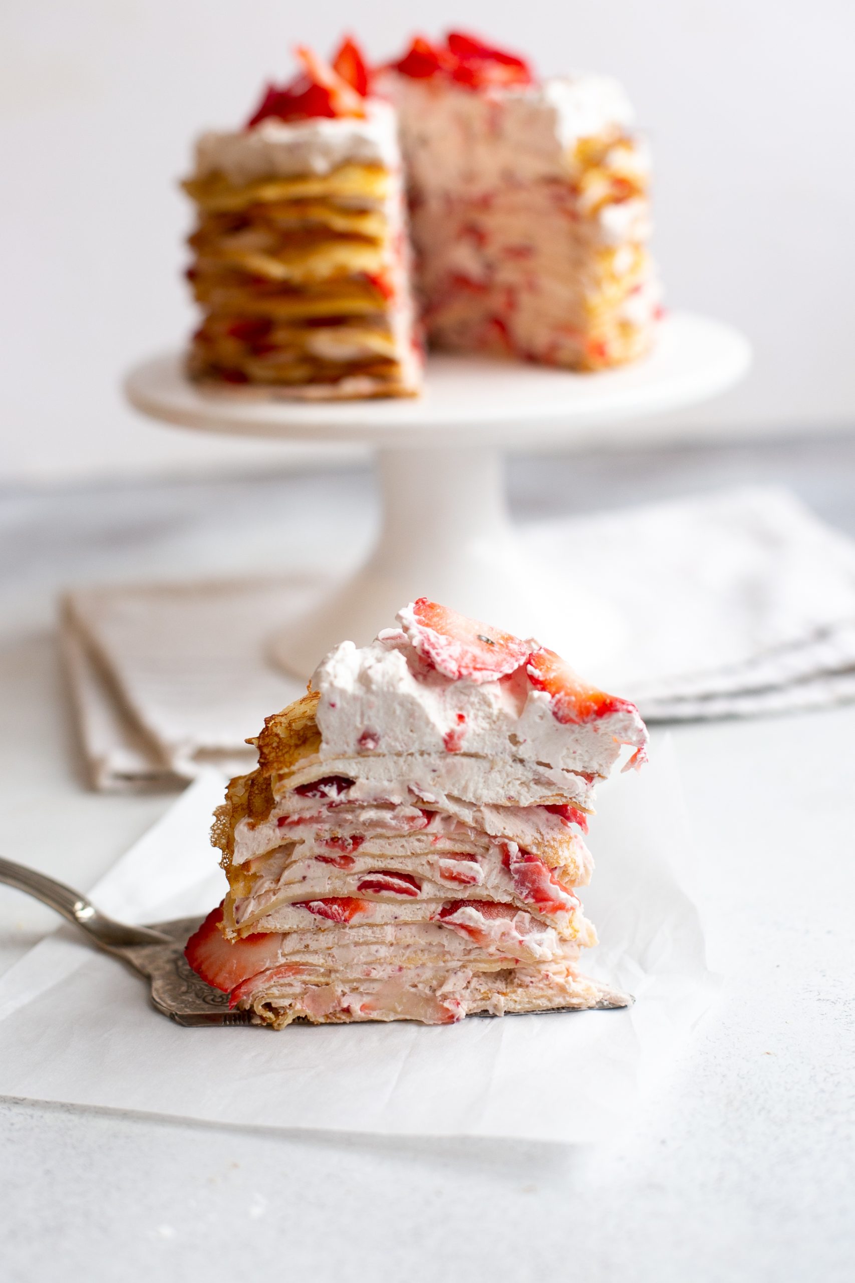 Strawberry Crepe Cake - The Baker Chick