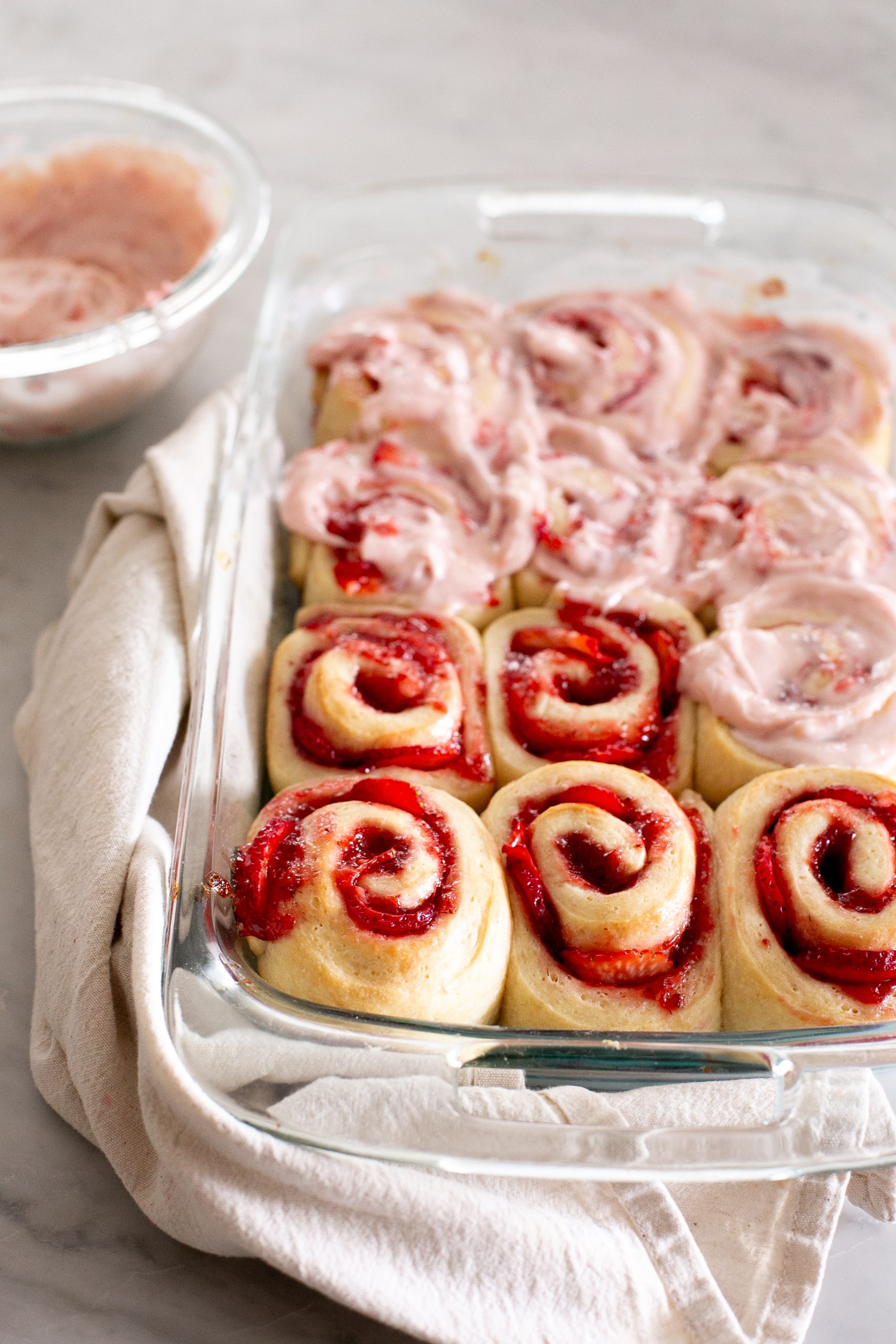 Strawberry Cinnamon Rolls - The Baker Chick