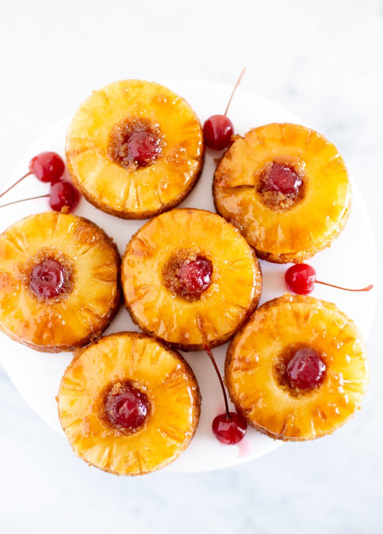 Mini Pineapple Upside Down Cakes - The Baker Chick